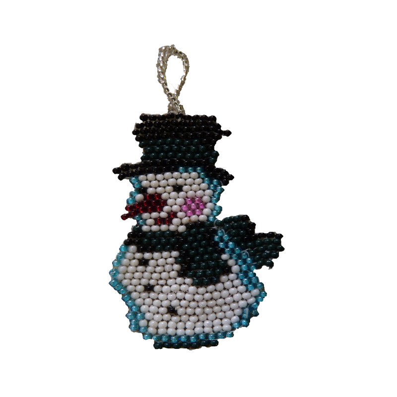 Snowman: Round Beaded Snowman - Woza Moya