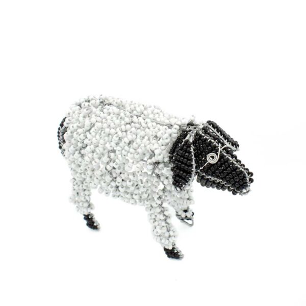 Animals Farm: Sheep Beaded Wire Sculpture - Woza Moya
