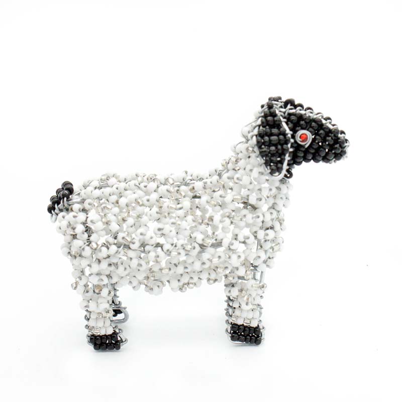 Animals Farm: Sheep Beaded Wire Sculpture - Woza Moya
