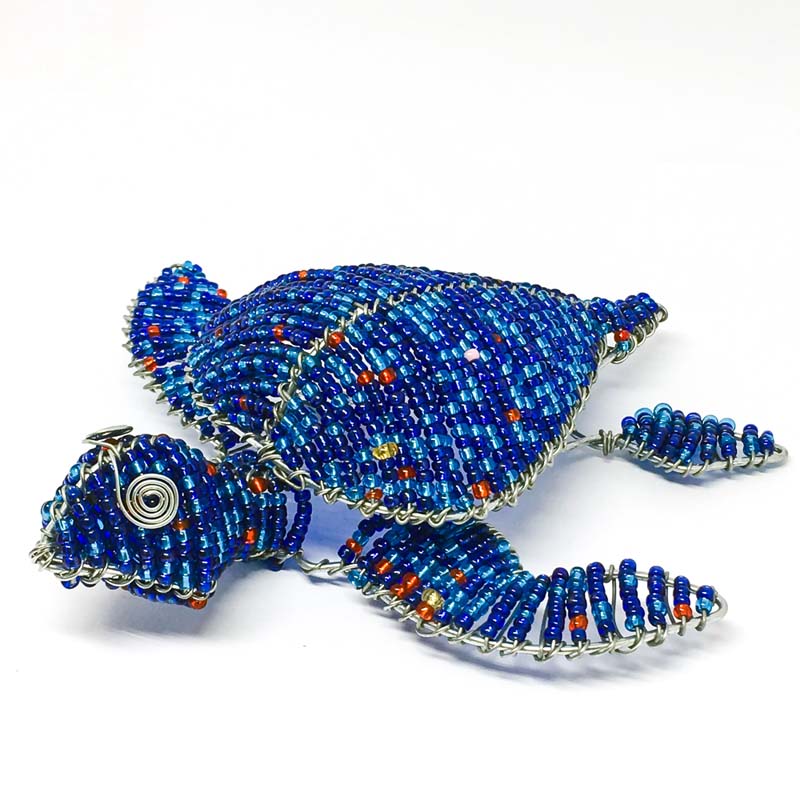 Fish: Turtle Beaded Wire Sculpture - Woza Moya