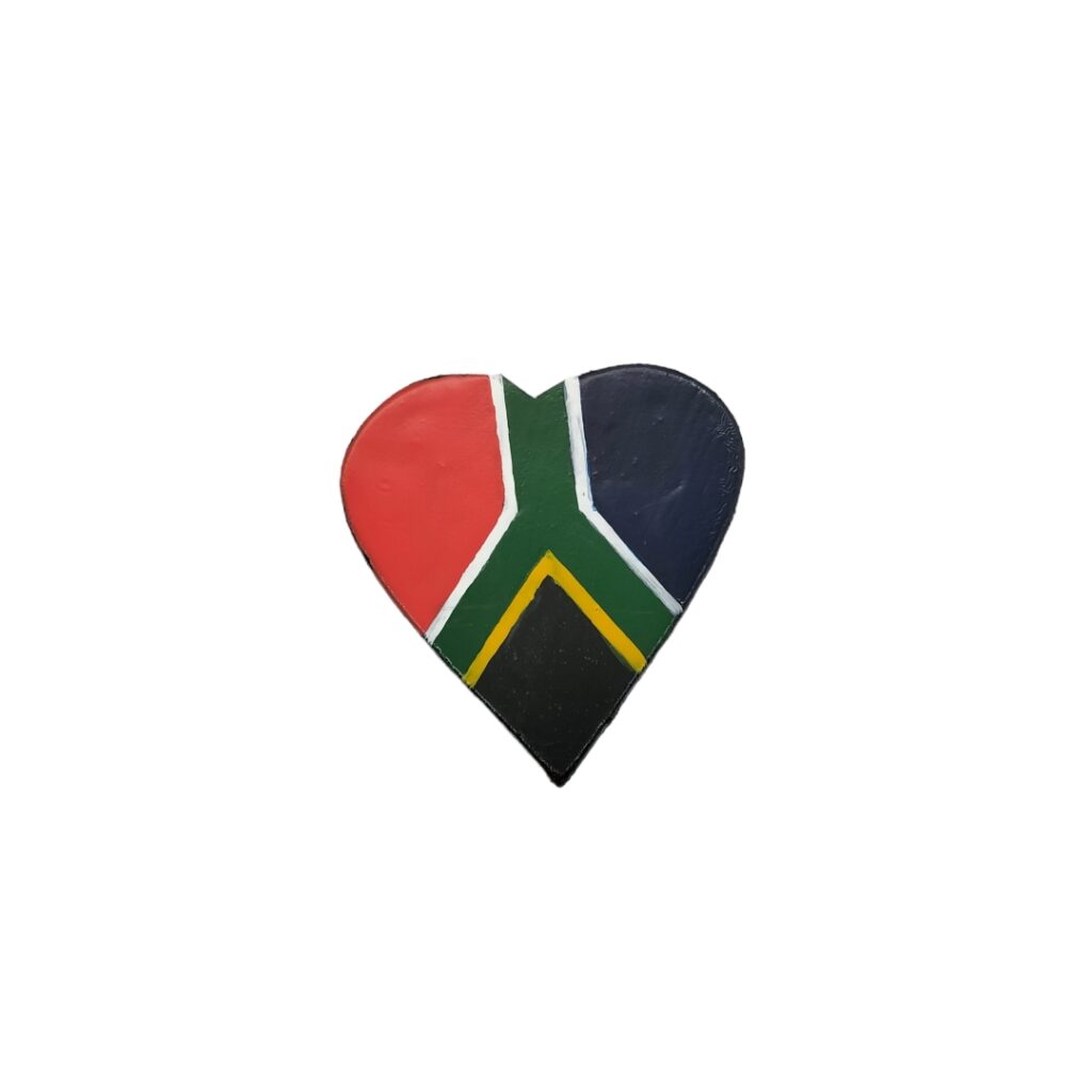 Wooden South African Flag Heart-shaped Magnet - Woza Moya