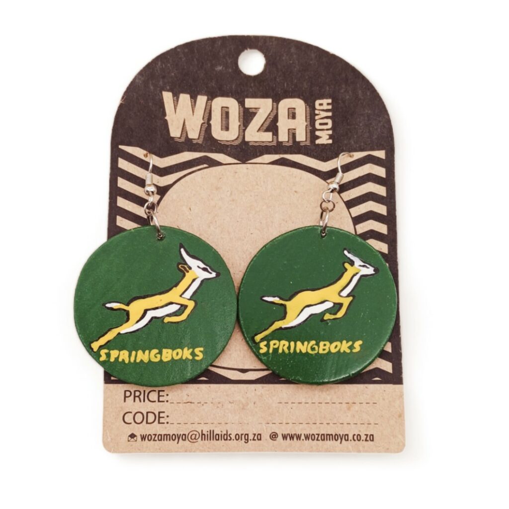 Handpainted Springbok Supporter Earrings - Woza Moya