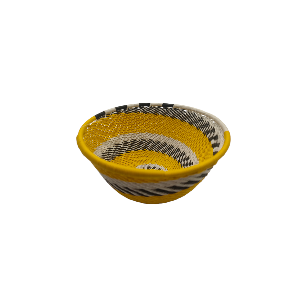 Deep 11.5cm Telephone Wire Bowl Yellow With Swirls - Woza Moya