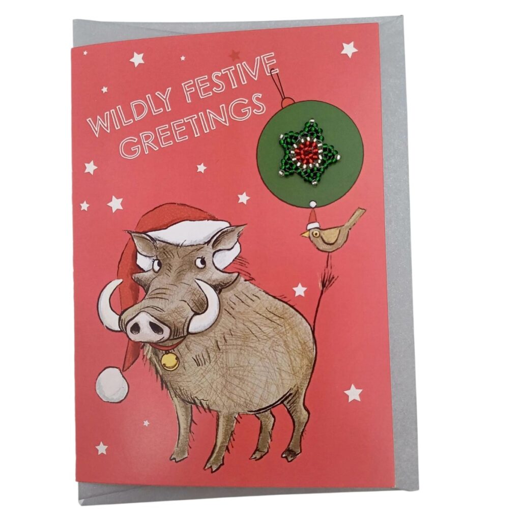 South African Animal Christmas Card - Warthog - Woza Moya