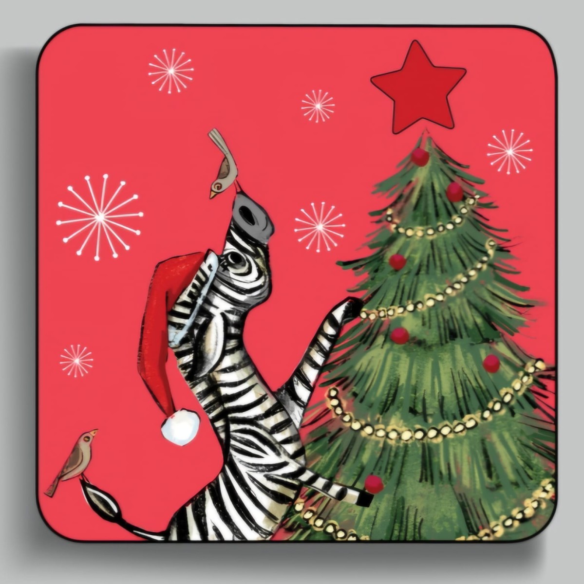 South African Animal Christmas Coaster - Zebra - Woza Moya